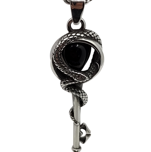 Accessories | Gothic Punk Purple Gem Snake Key Necklace | Poshmark